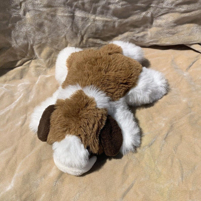 Vintage Brown Black White Puppy Dog Hand Puppet Soft Plush Stuffed 14 ...