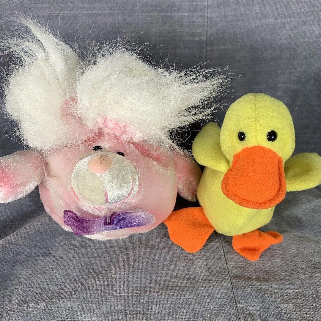 Vtg 1993 Ty Beanie Baby Quackers the Duck & Plush Stuffed Pink Angora ...
