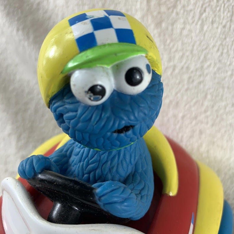 Vintage Tyco 1998 Sesame Street Cookie Monster Press 'n Go Car 7 ...