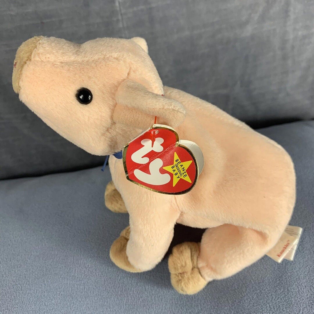 Vintage Beanie Babies Knuckles the Pig With Tags 7” 1999 Stuffed Toy ...