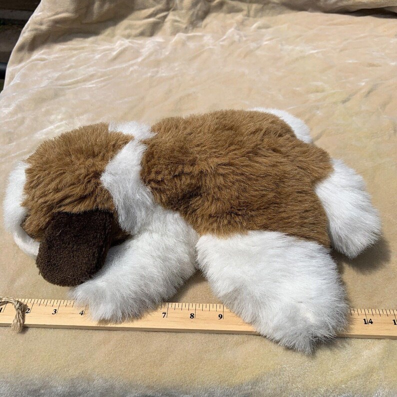 Vintage Brown Black White Puppy Dog Hand Puppet Soft Plush Stuffed 14 ...