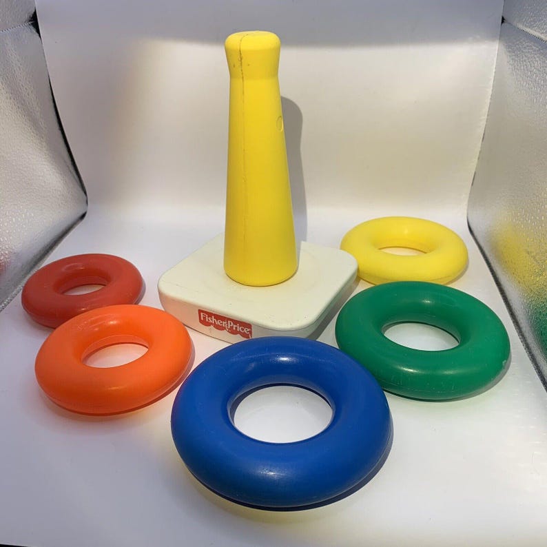 Fisher-price Rock-a-stack #1050 Plastic Stacking Rings - Vintage Toy - Etsy