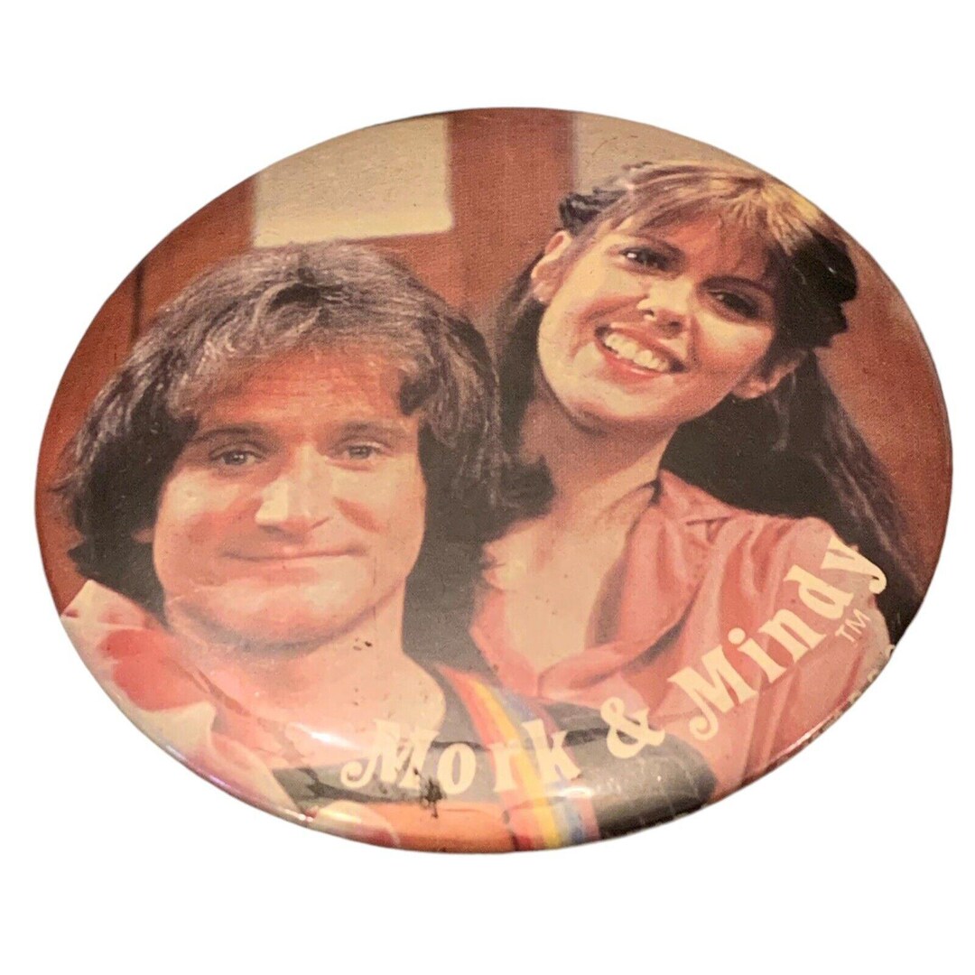 Vintage 1970s Robin Williams Mork and Mindy 3 Inch Pinback Button TV ...