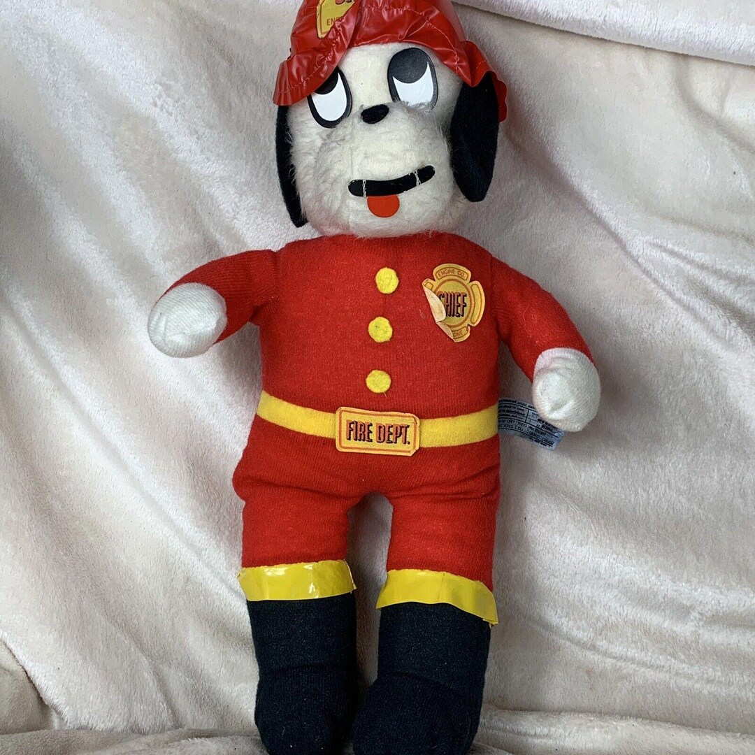 Vintage 1970s Ganz Bros Fire Chief Dog 17" Plush Stuffed Animal ...