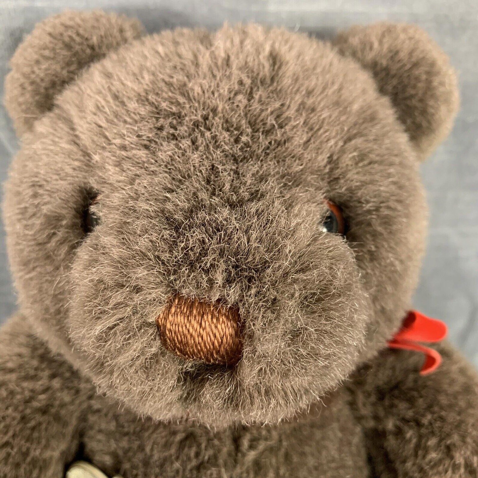 Gund Bears 1989 Brown Teddy Bear Red Bow 9” Sitting Read More Sun ...