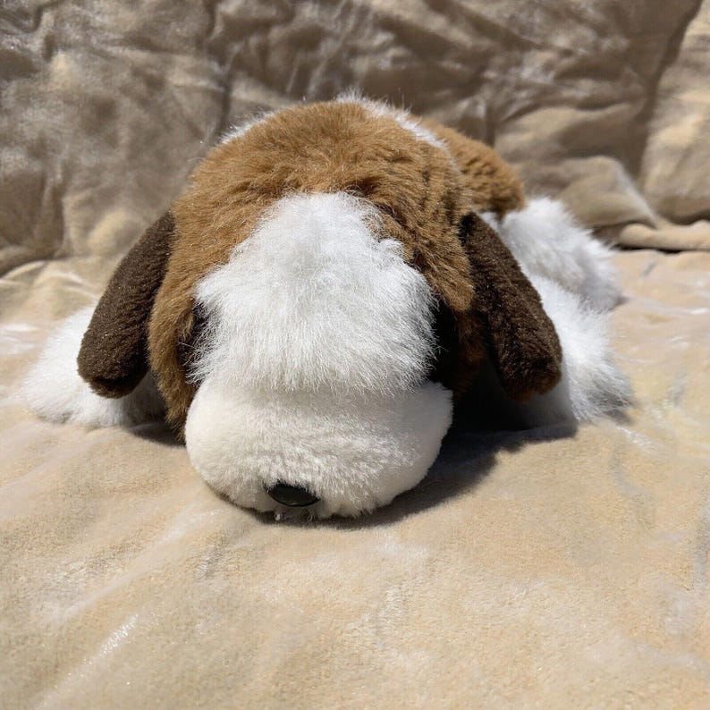 Vintage Brown Black White Puppy Dog Hand Puppet Soft Plush Stuffed 14 ...