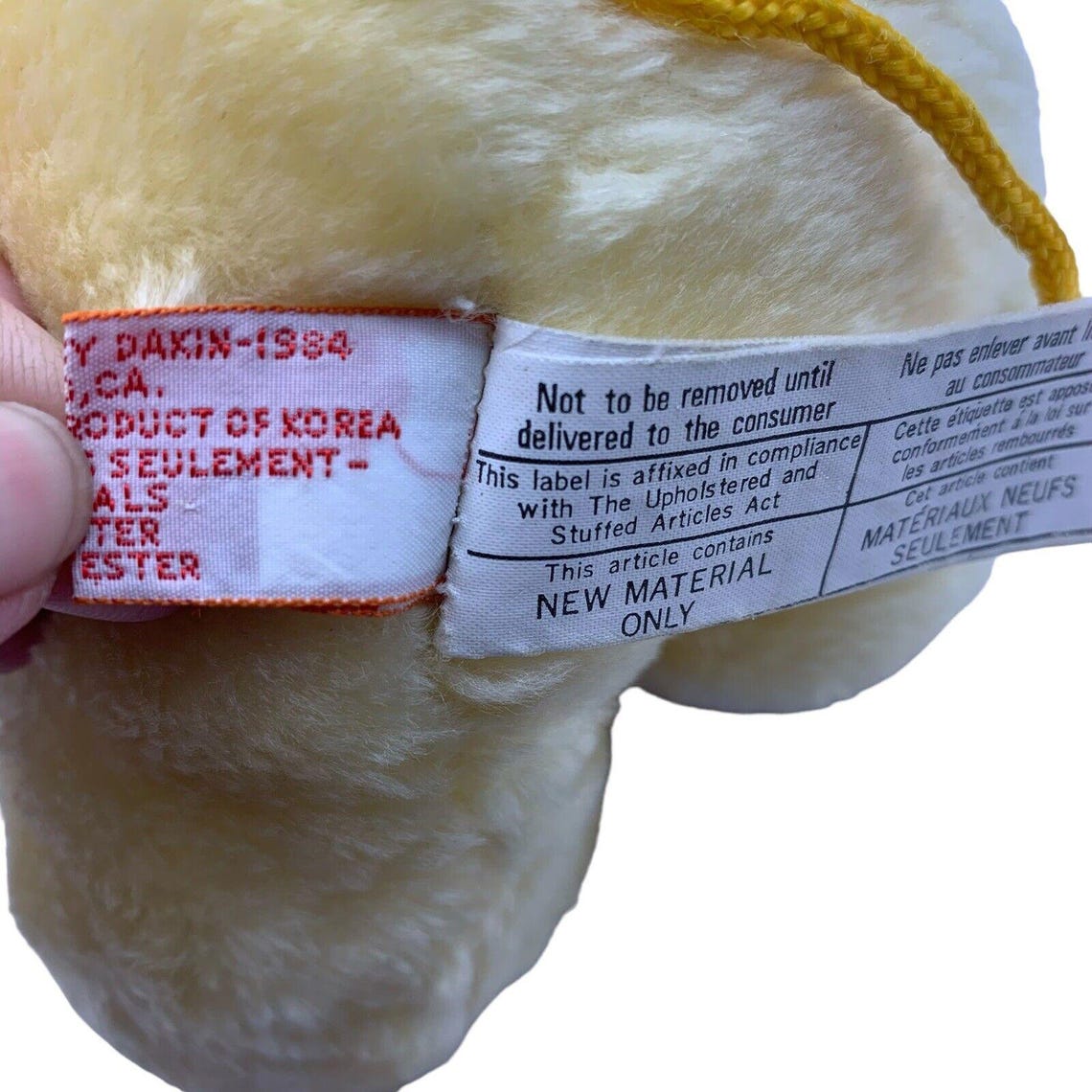 Dakin Vintage 1984 Yellow Plush Stuffed Mouse Stripe Bow Sitting 10 ...