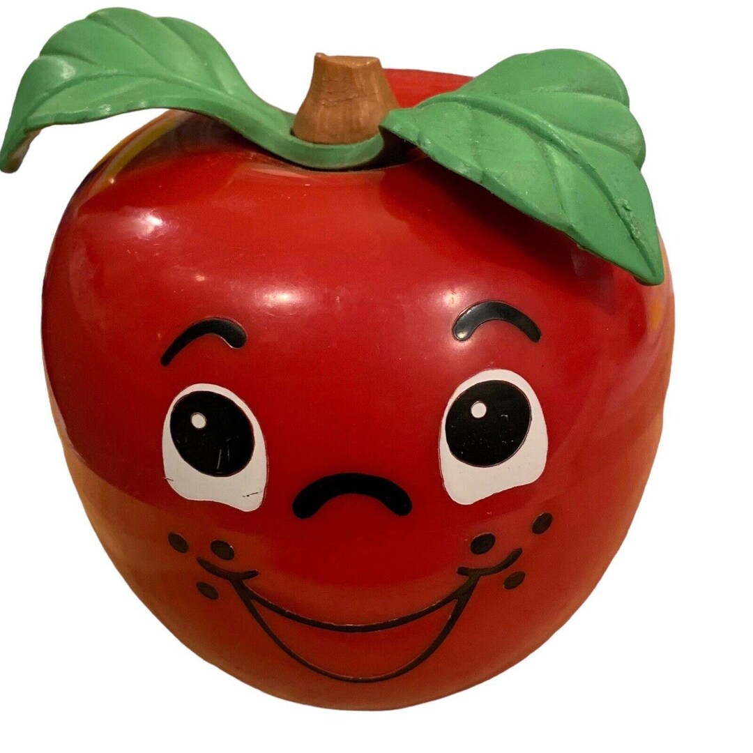 Vintage 1972 Fisher Price Red Happy Apple Roly Poly Musical Chime Baby ...