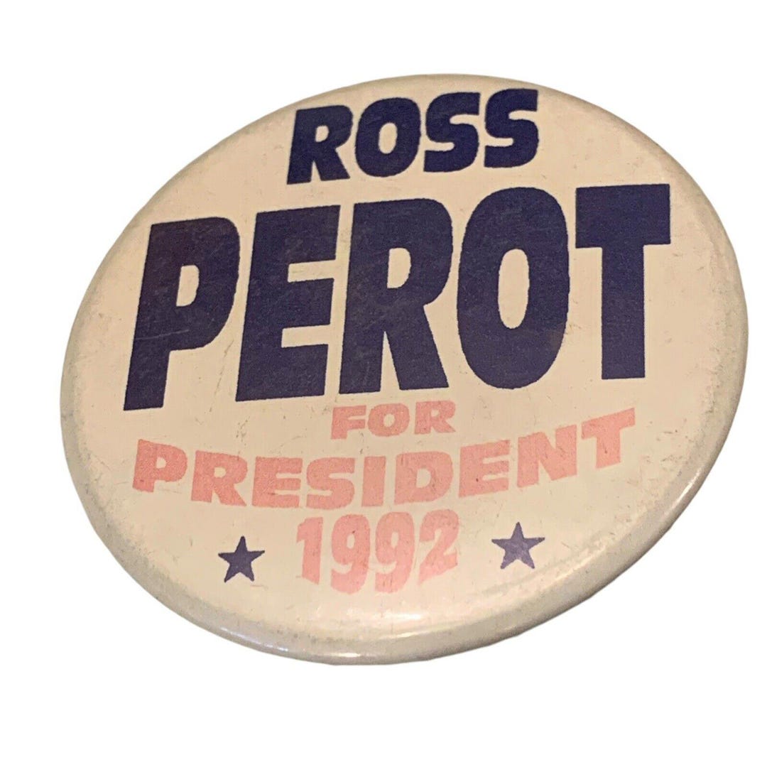 Ross Perot 1992 for President Round 2” Pinback Button Political Vintage ...