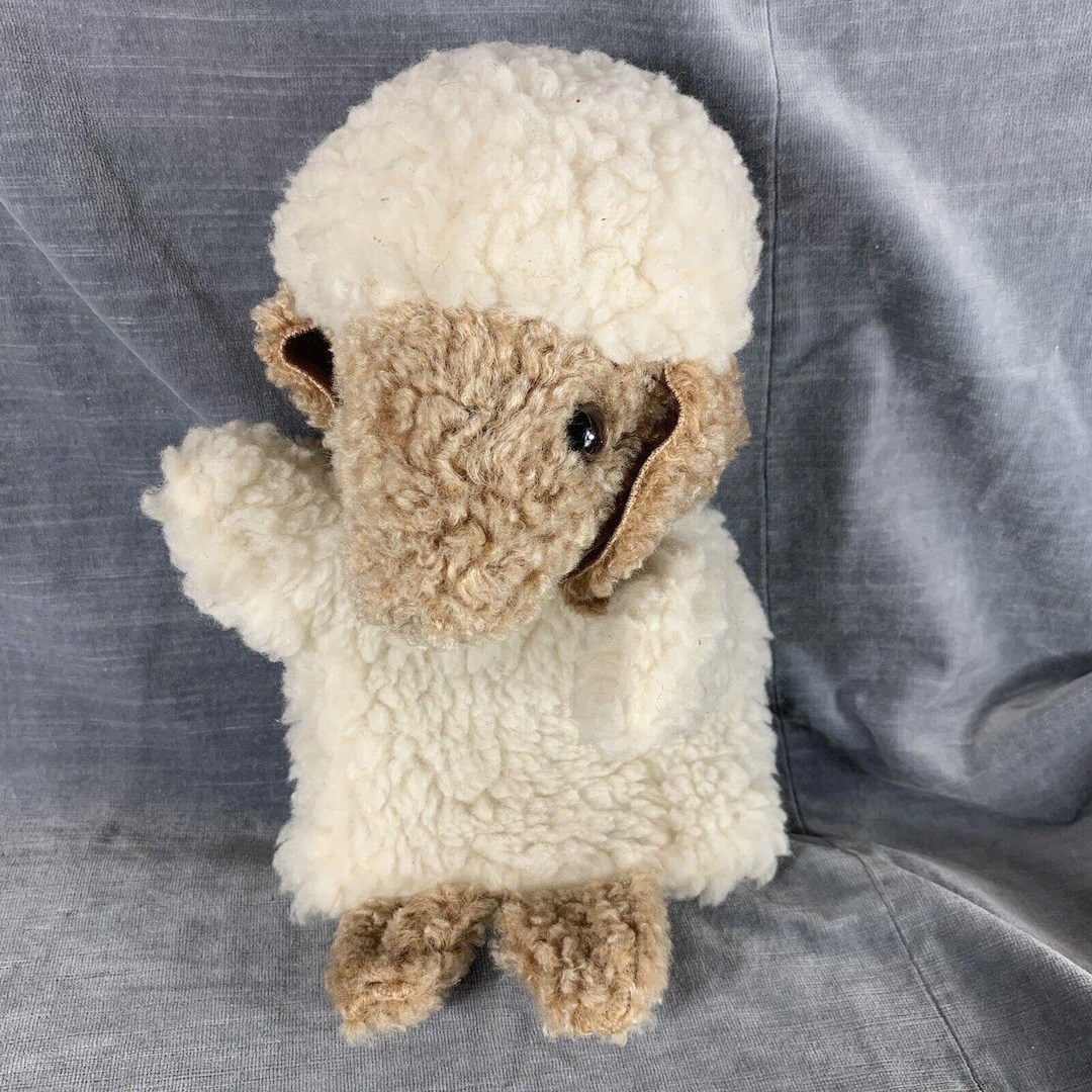 Sheep Hand Puppet Plush Vtg 11” Lamb Stuffed Pretend Play Rockinghorse ...
