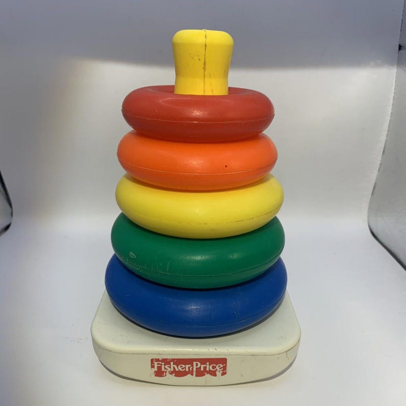 Fisher-price Rock-a-stack #1050 Plastic Stacking Rings - Vintage Toy - Etsy