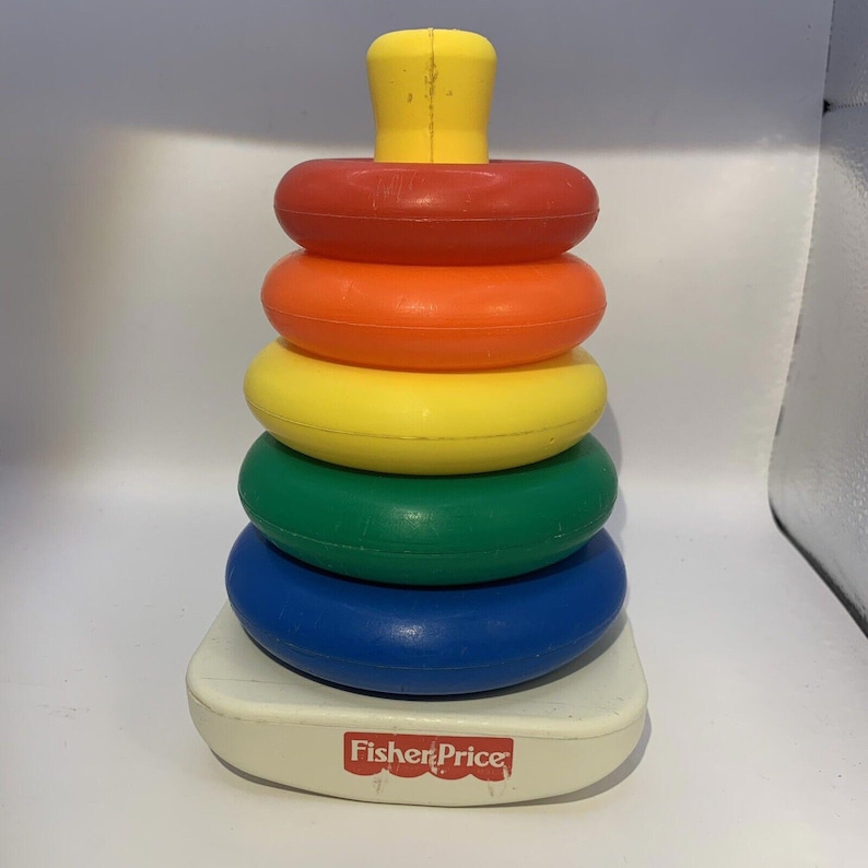 Fisher-price Rock-a-stack #1050 Plastic Stacking Rings - Vintage Toy - Etsy