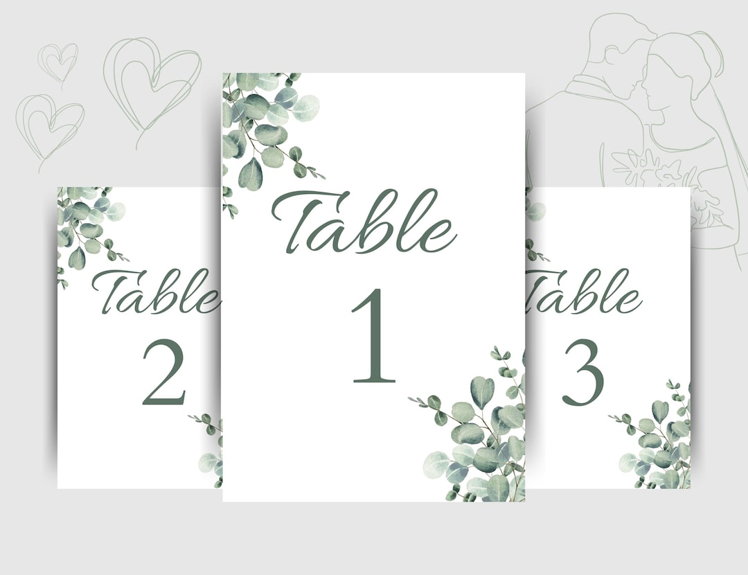 Table Numbers 1-20 | Eucalyptus | Table Décor | Seating Arrangement ...