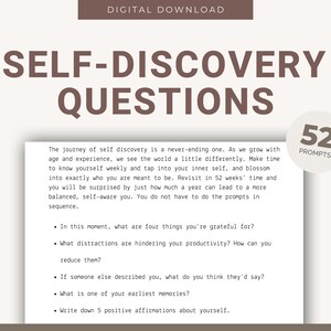 Self-discovery Questions for Personal Growth, Printable Journal Prompts ...
