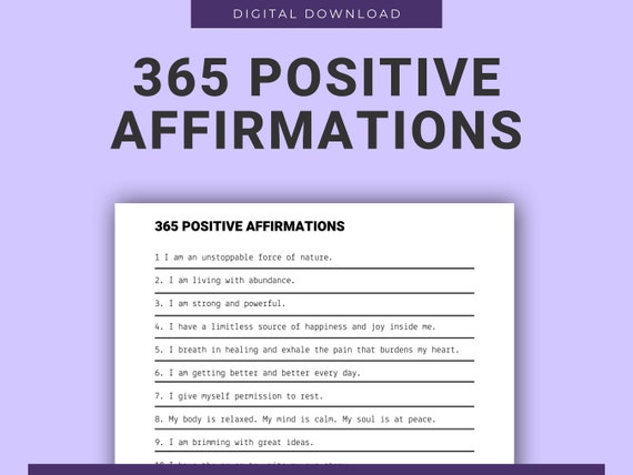 List of Positive Affirmations Printable Affirmations - Etsy UK