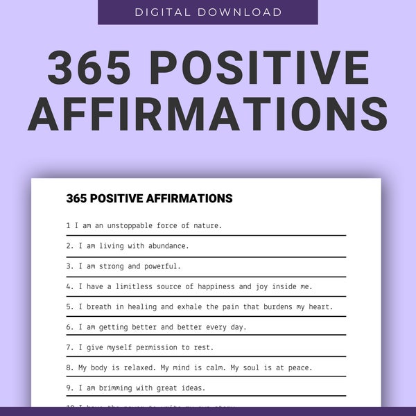 Positive Affirmations List - Etsy