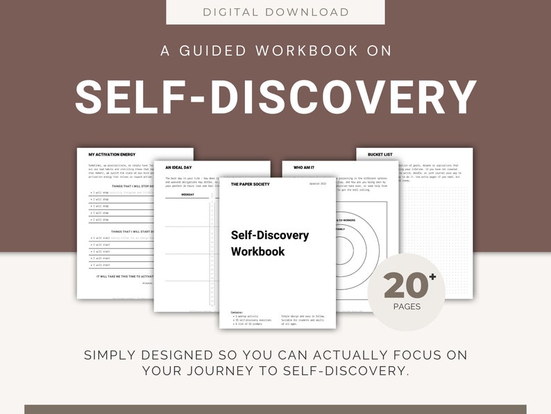 Self-discovery Workbook PDF Printable, Self Care Planner, Daily Weekly ...