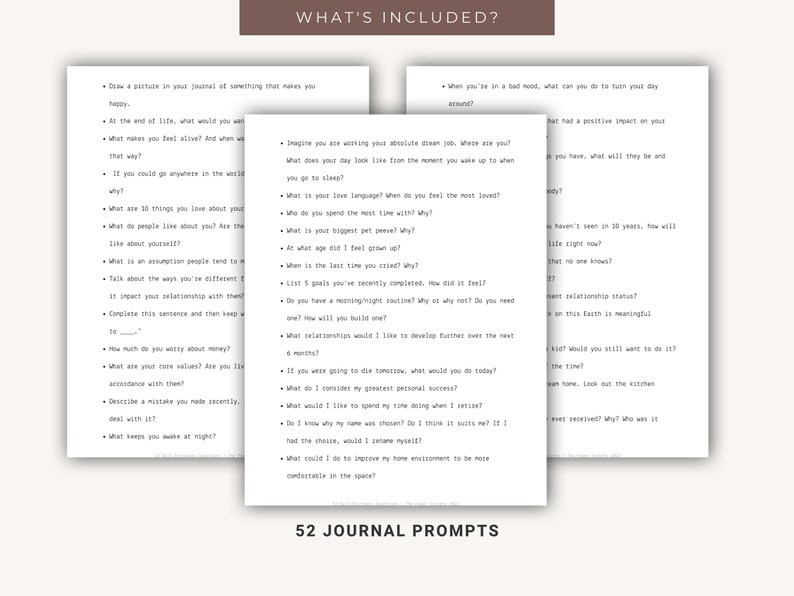 Self-discovery Questions for Personal Growth, Printable Journal Prompts ...