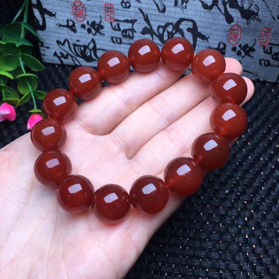 Natural Red Agate Bracelet Round Beads Bracelet Birthday - Etsy