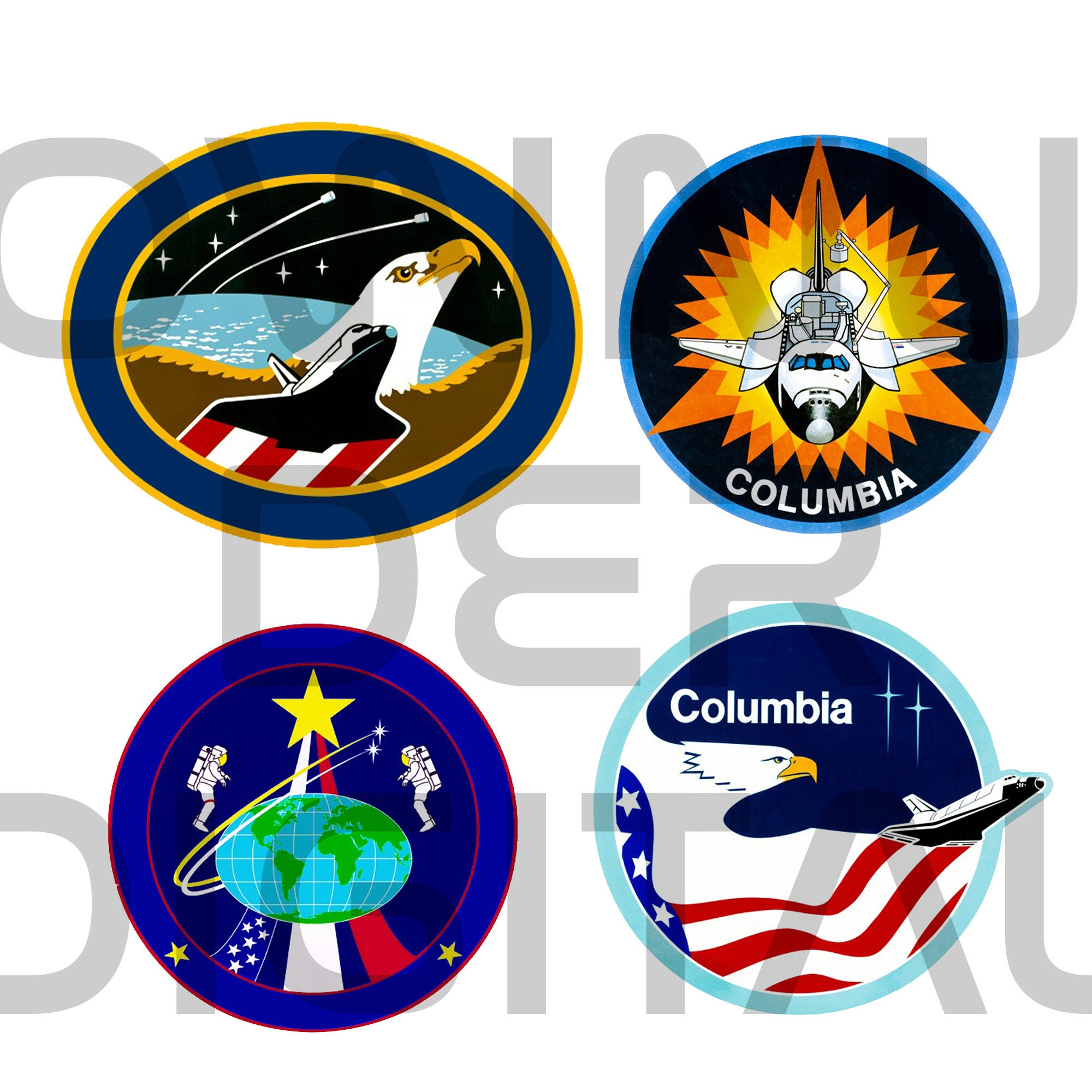 NASA Official Digital File Vintage 1980s 1990s Retro Space Clip Art ...