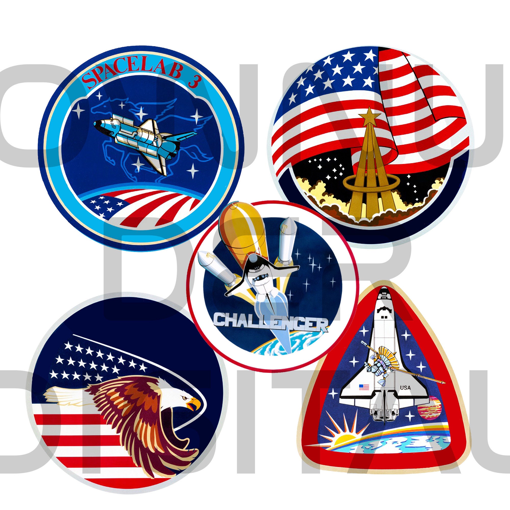 NASA Official Digital File Vintage 1980s 1990s Retro Space Clip Art ...