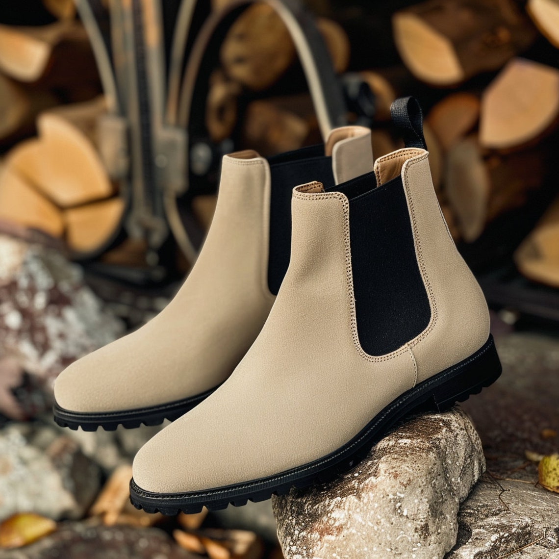 3 Inch Height Increasing Elevator Shoes | Beige Suede Carlo Handmade ...
