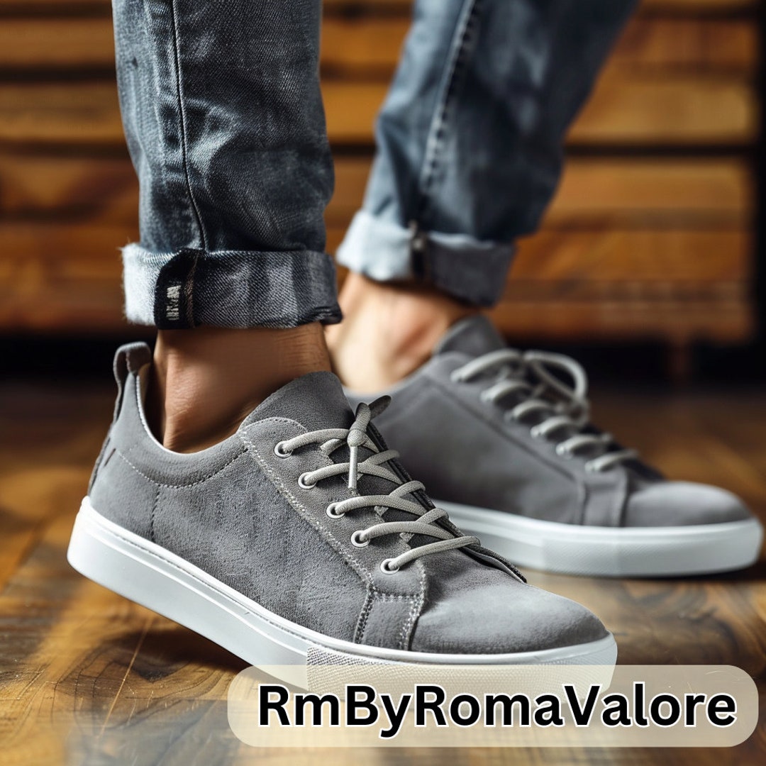 3" Inch Height Increase Grey Leather Sneaker for Kelvin | Elevator ...