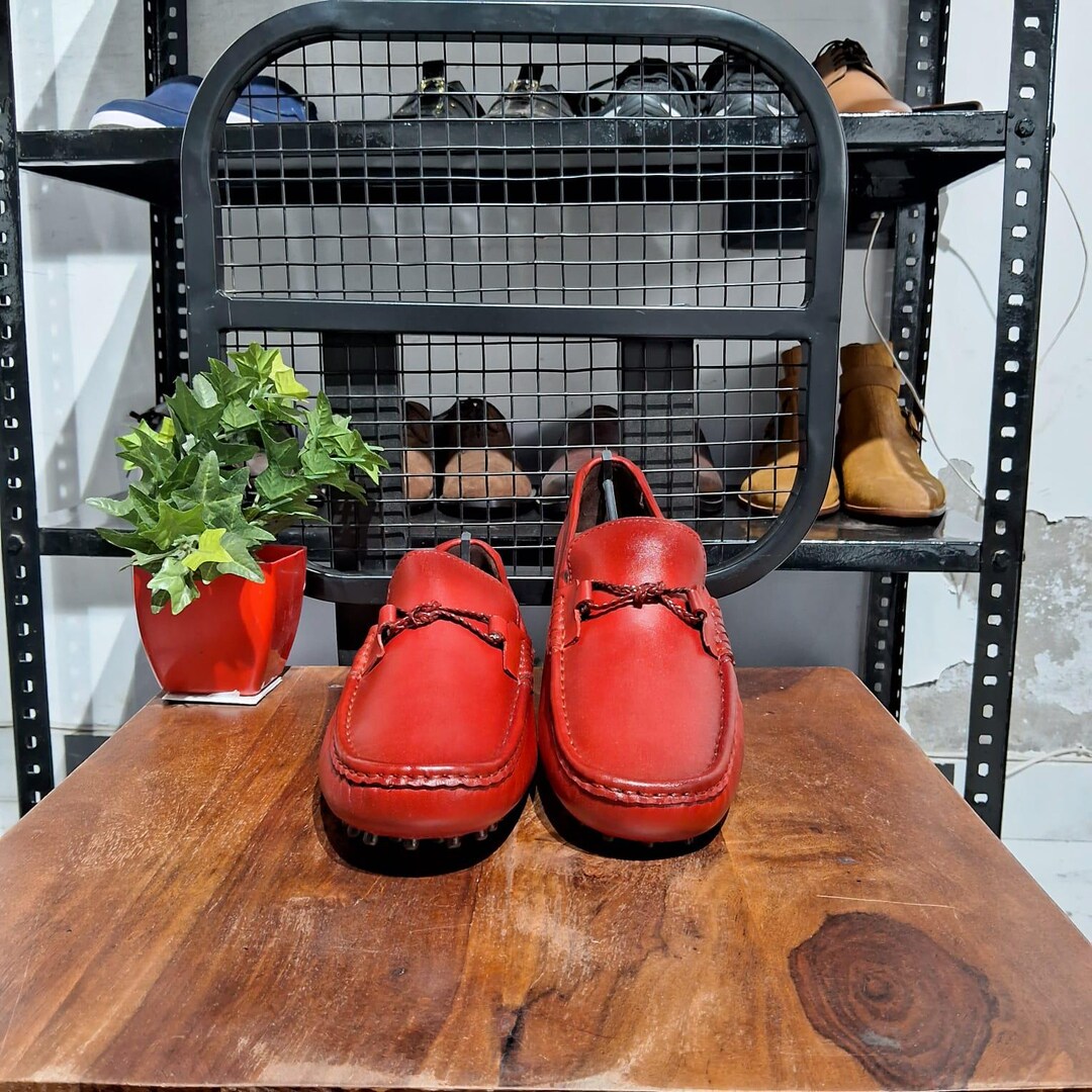 Handcrafted Red Leather Loafers for Men - Stylish & Comfortable ...