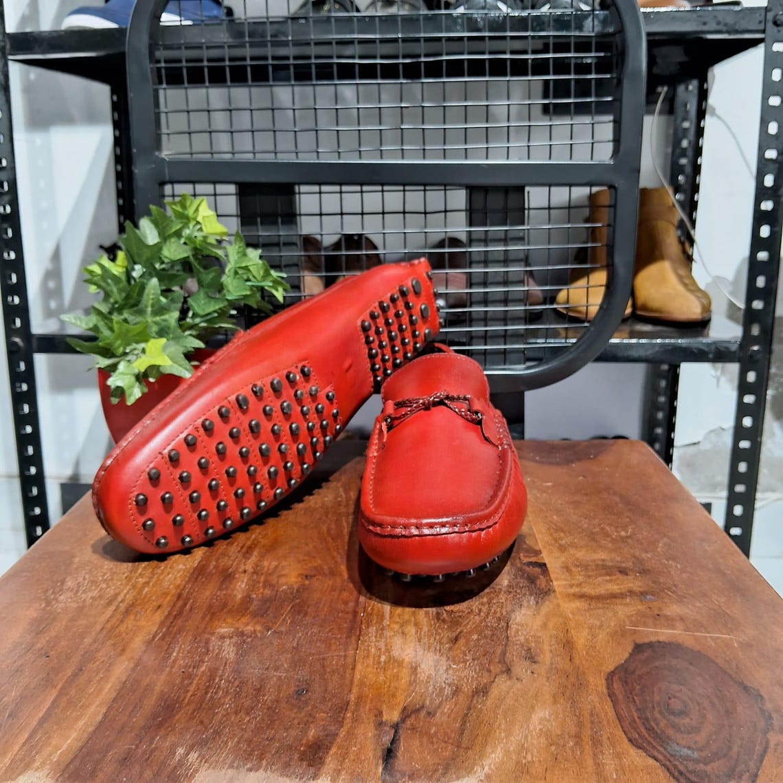Handcrafted Red Leather Loafers for Men - Stylish & Comfortable ...