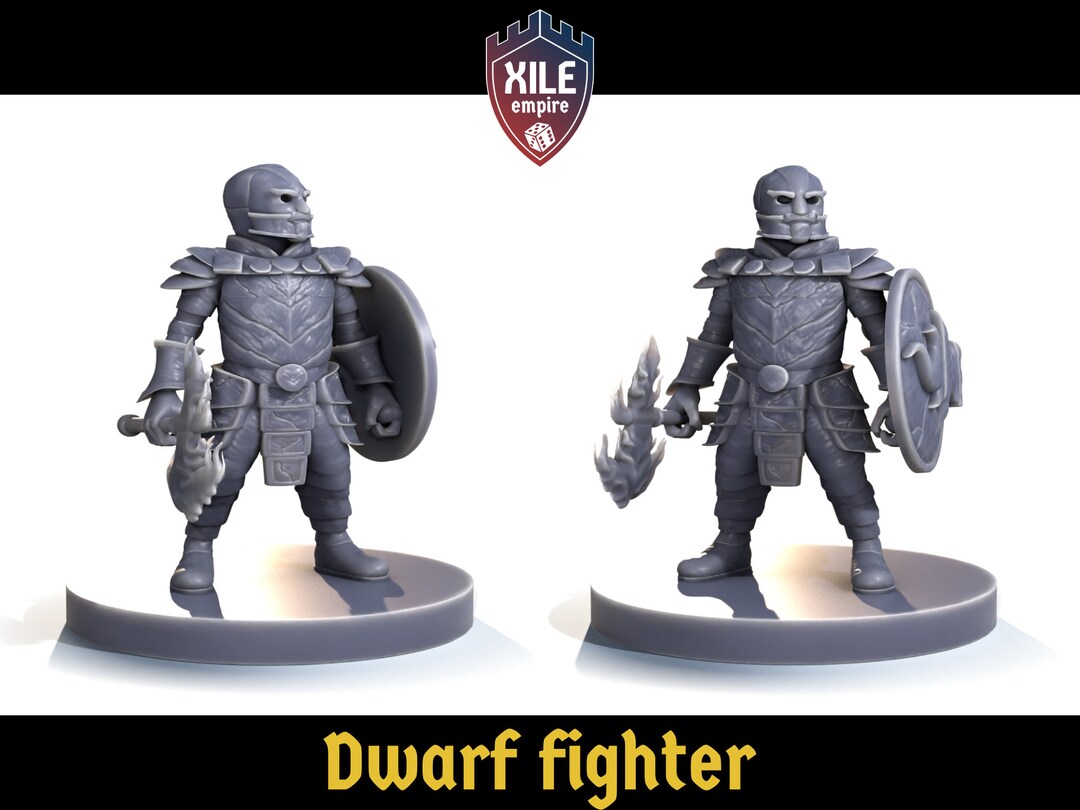 Dwarf Fighter (flaming Axe) 28mm, D&D, Pathfinder, Mz4250 - Etsy