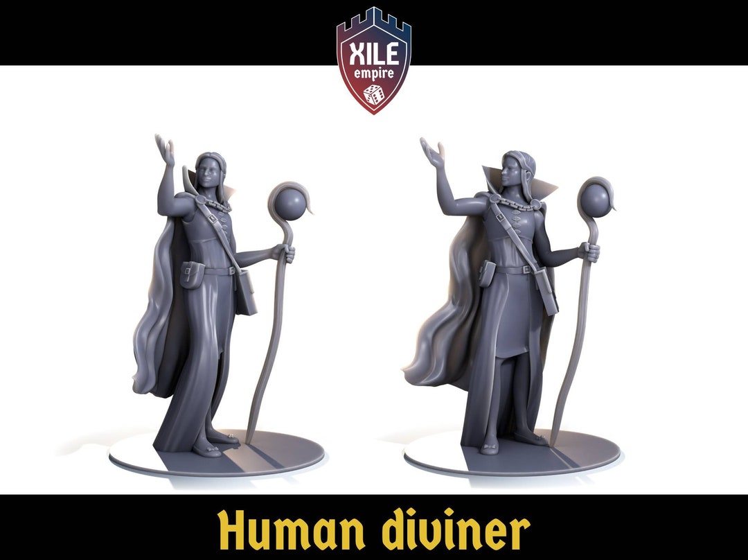 Human Diviner (staff) 28mm, D&D, Pathfinder, Mz4250 - Etsy