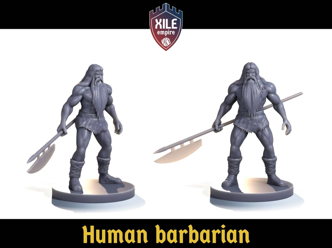 Human Barbarian (halberd) 28mm, D&D, Pathfinder, Mz4250 - Etsy