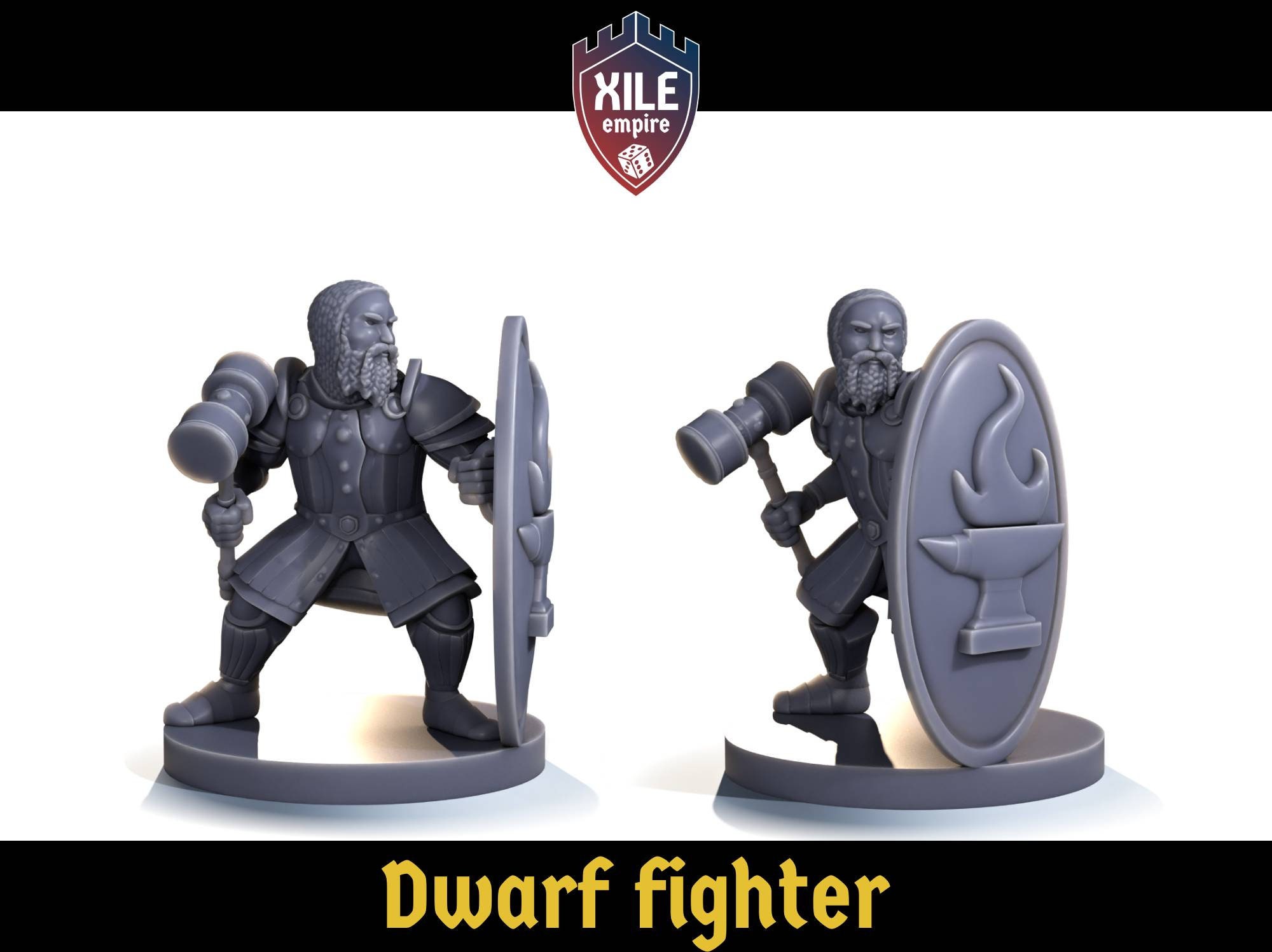 Dwarf Fighter mace Shield 28mm, D&D, Pathfinder, Mz4250 - Etsy