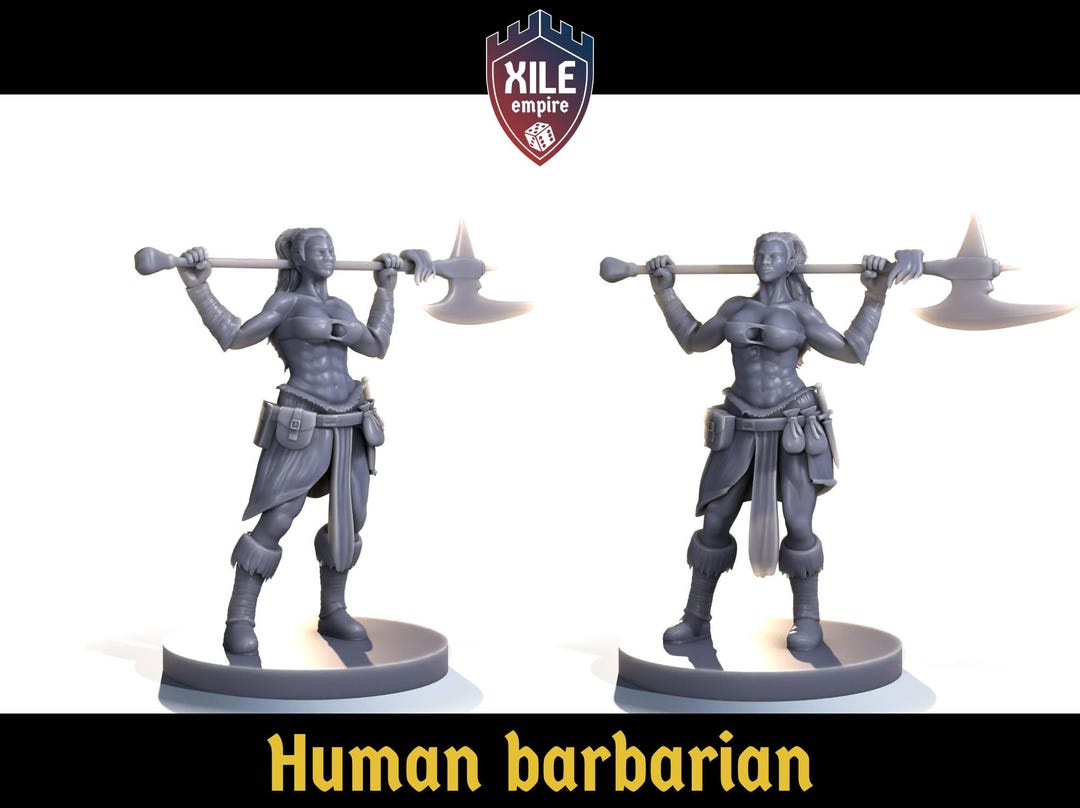 Human Barbarian (axe) 28mm, D&D, Pathfinder, Mz4250 - Etsy