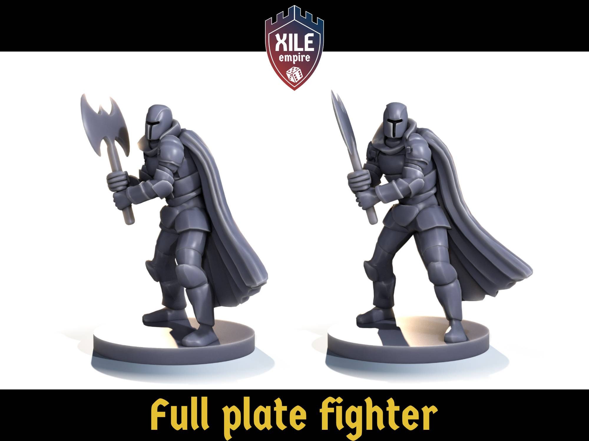 Full Plate Fighter two-handed Axe 28mm, D&D, Pathfinder, Mz4250 - Etsy