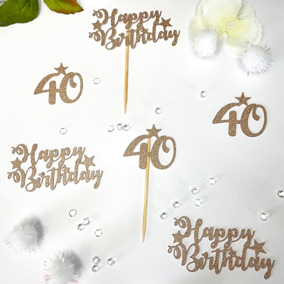 Happy 40th Birthday Cupcake Toppers - Etsy