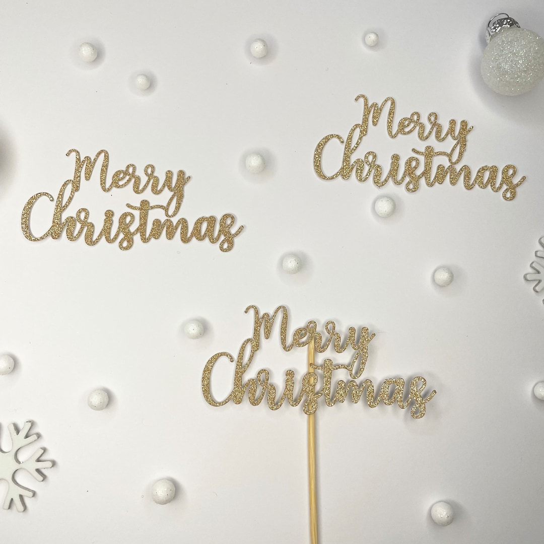 Merry Christmas Cupcake Toppers Cake Decoration - Etsy