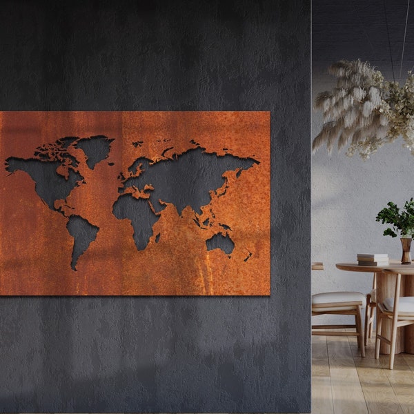 World Map Metal Wall Art - Etsy UK
