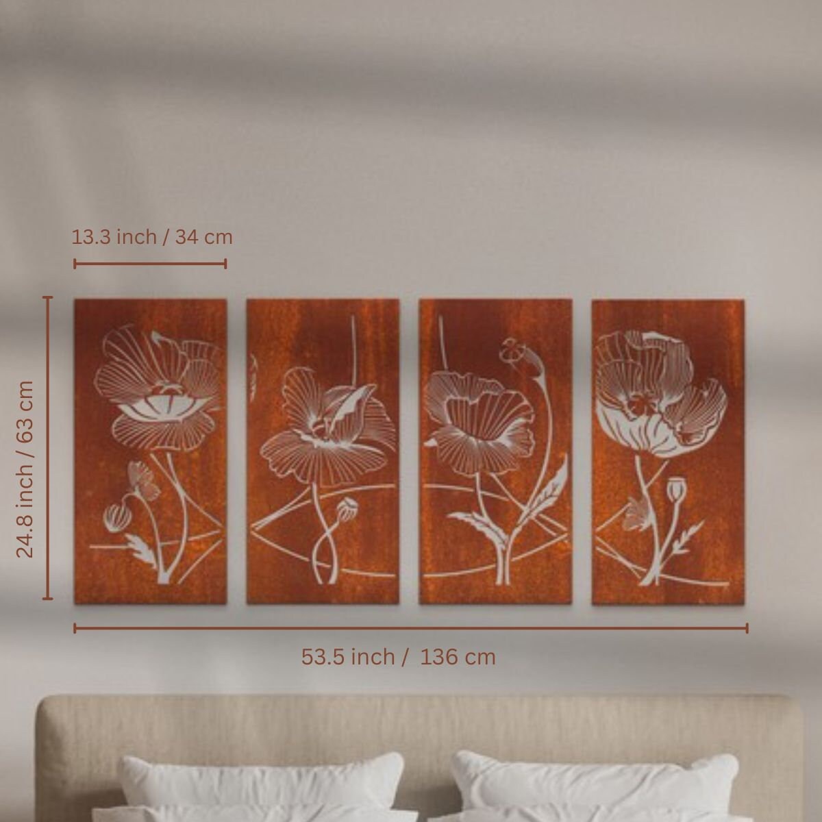 Rusted Corten Steel Poppies Wall Art - Etsy