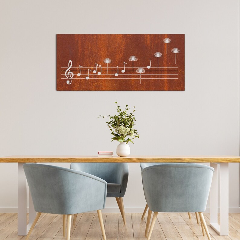 Aged Corten Steel Music Notes Wall Art - Etsy