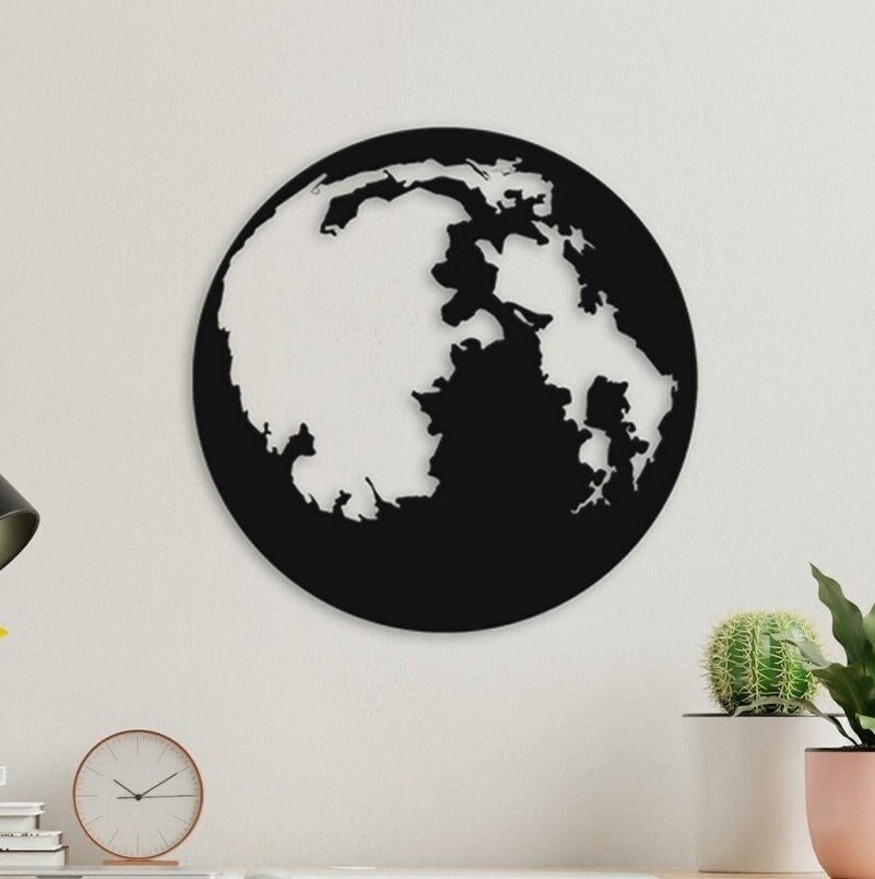 Big Moon Map Steel Wall Art, Moon Map Wall Decor, Living Room Wall ...