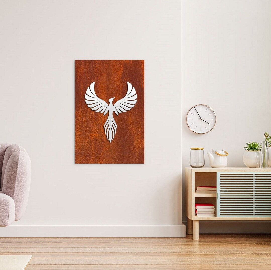 Stainless Steel Phoenix on Rusty Metal - Etsy