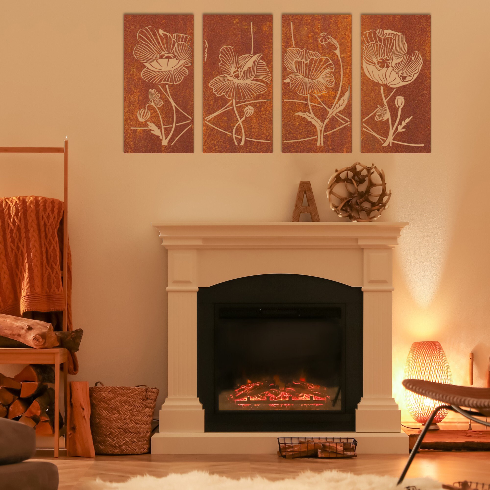 Rusted Corten Steel Poppies Wall Art - Etsy