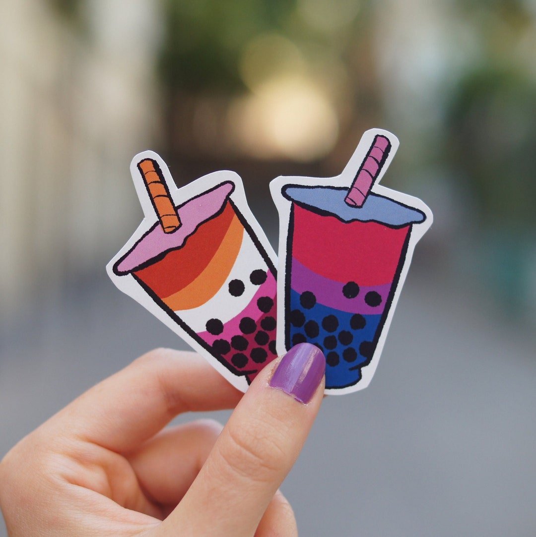 Set Two Stickers Vinyl Bubble Tea - Etsy