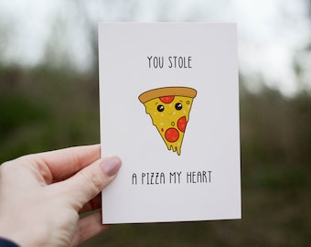 Pizza Valentine Day Card - Etsy