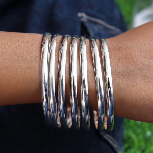 Silver Bangle Set for Women - Etsy UK