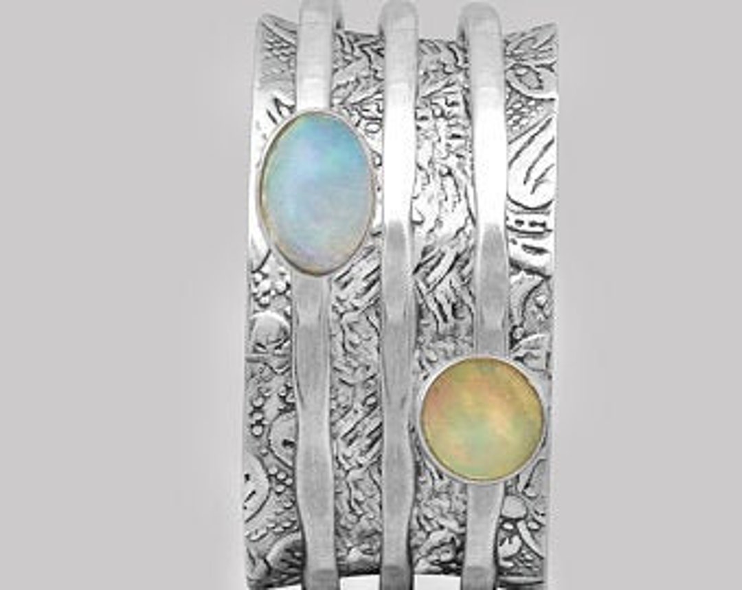 Double Opal Gemstone Ring, Solid 925 Sterling Silver, Handmade Ring ...