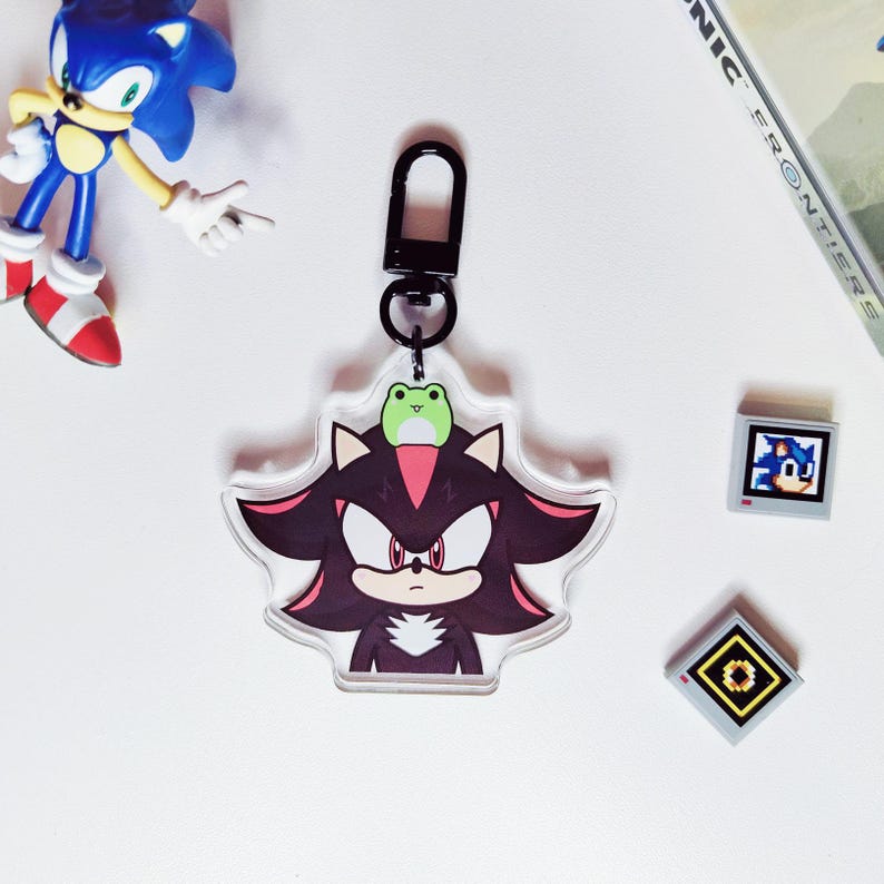 Shadow the Hedgehog With a Frog Acrylic Charm sonic the Hedgehog ...
