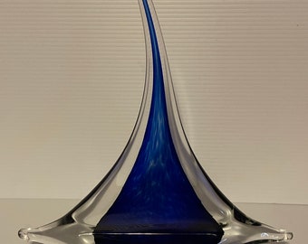 Larson Hand Blown Crystal Art Glass Fluted Vase - Etsy