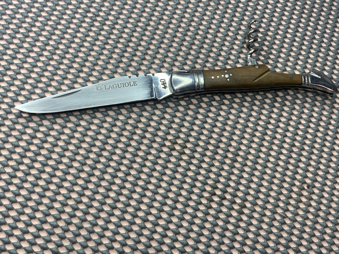Baladéo Laguiole Pocket Knife, Steel 440, Corkscrew, Olive Wood Handle ...